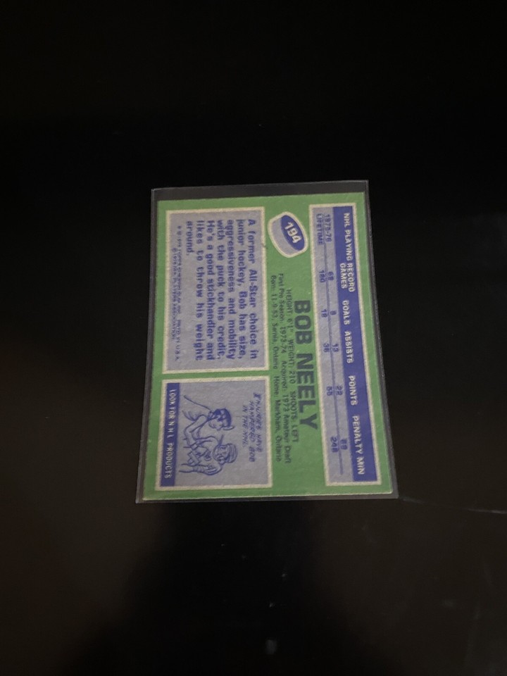 BOB NEELY 1976 TOPPS HOCKEY CARD MAPLE LEAFS NRMT+ 194 PWE | eBay