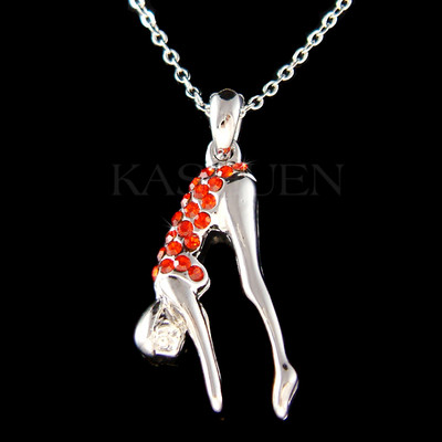 Red 3D Swimmer Swim Made with Swarovski Crystal Swimming Necklace ...