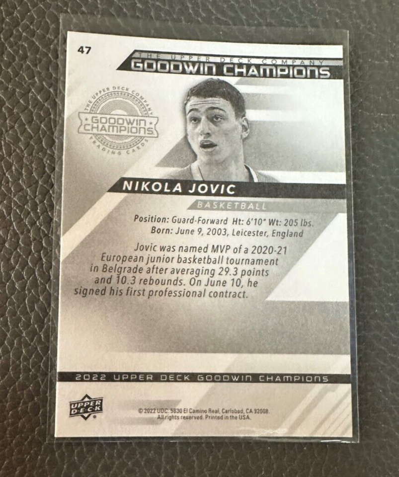 2022 Upper Deck Goodwin Champions Base 47 Nikola Jovic - Basketball | eBay