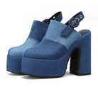 Women Shoes High Block Heel Retro Slingback Closed Toe Buckle Punk ...