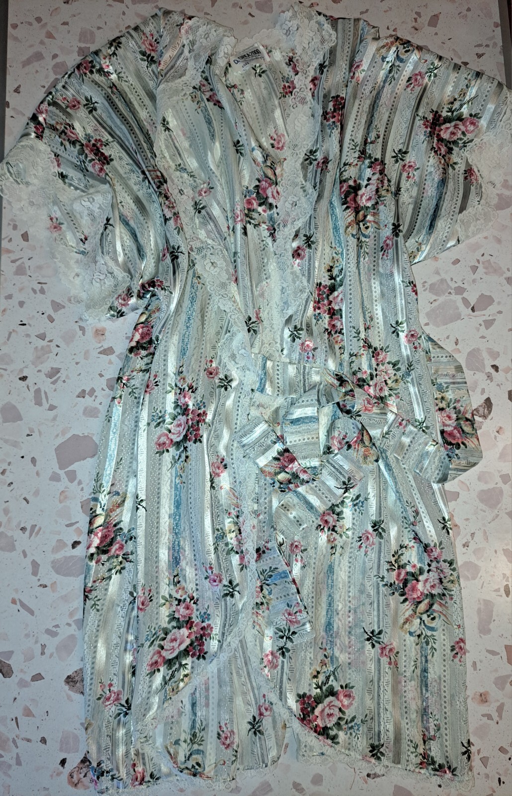 Vtg Circa 2000 Robe Gown Set Lingerie Medium Silver R… - Gem