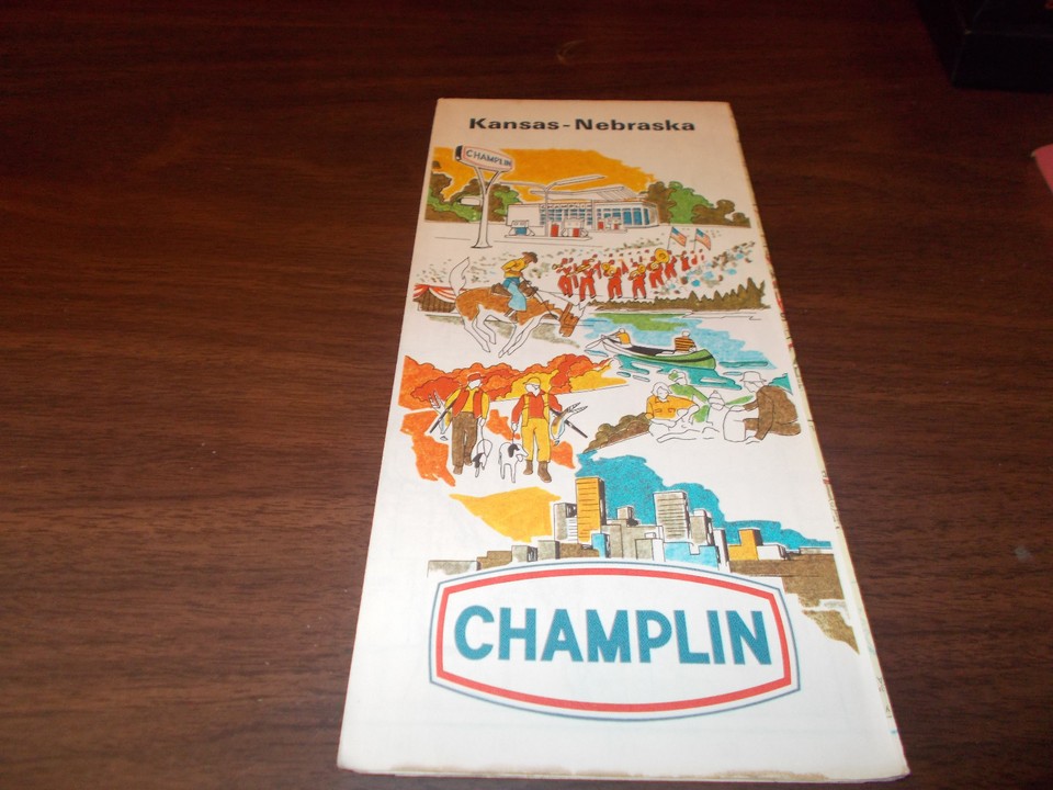 1970 Champlin Kansas/Nebraska Vintage Road Map / Nice Cover Graphics | eBay