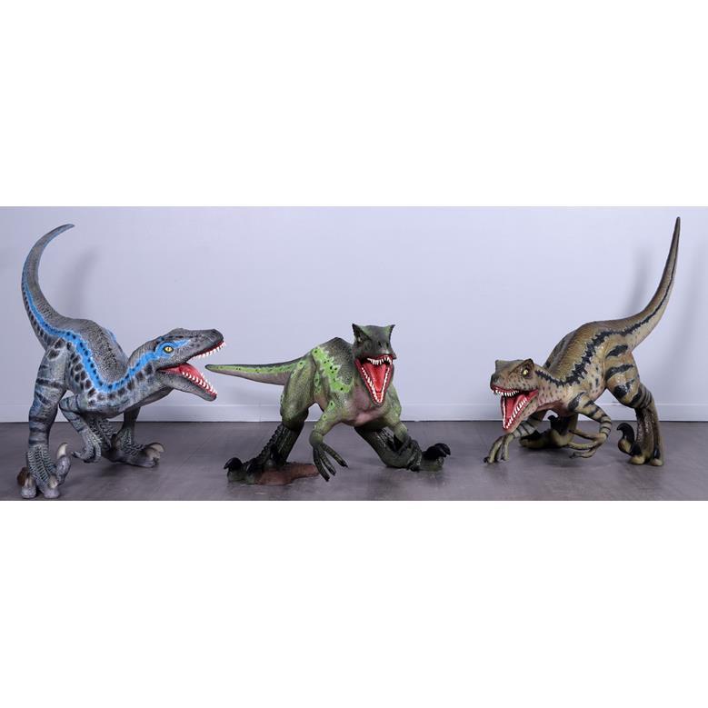 Blue Velociraptor Baby Dinosaur Life Size Resin Statue Jurassic Display ...