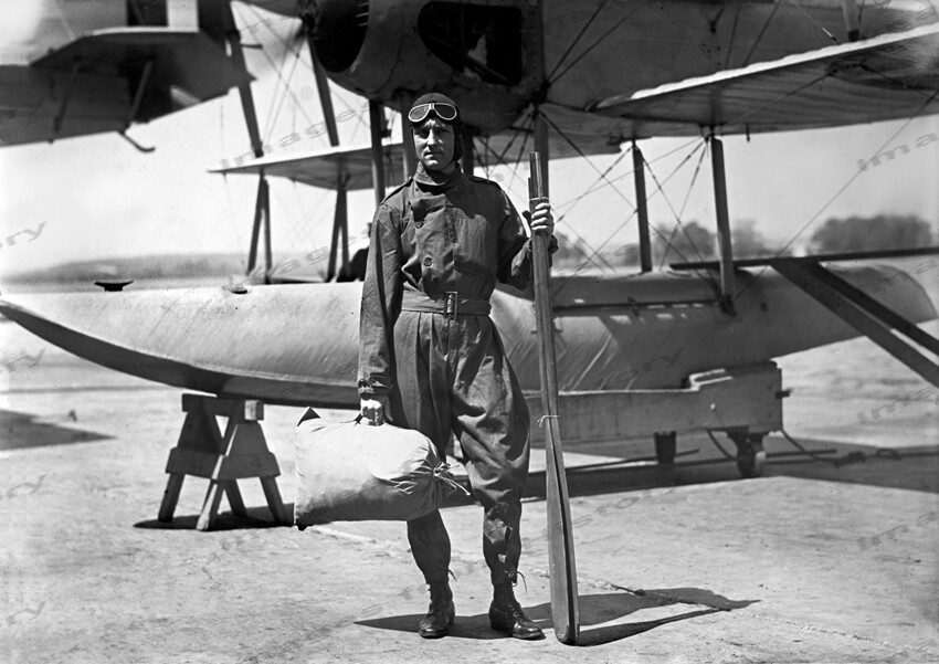 8x10 Print Rear Admiral Richard E. Byrd Jr. posing with Float Plane # ...