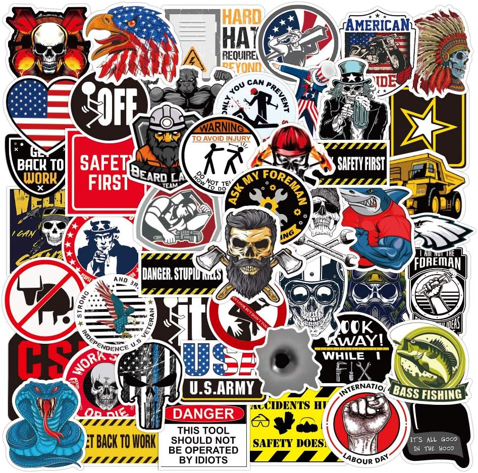 105Pcs Pack Hard Hat Stickers, Funny Sticker for Helmet Hood Hardhats ...