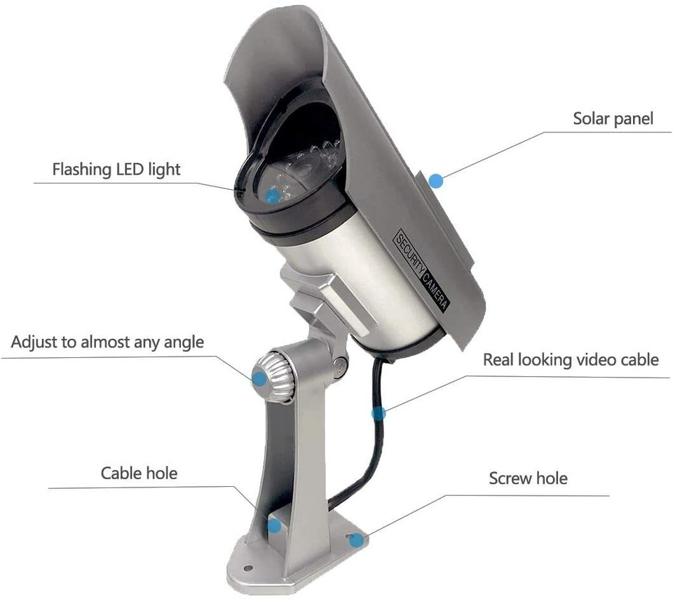 Solar Powered Dummy Fake Surveillance Camera Security CCTV W/ LED ...