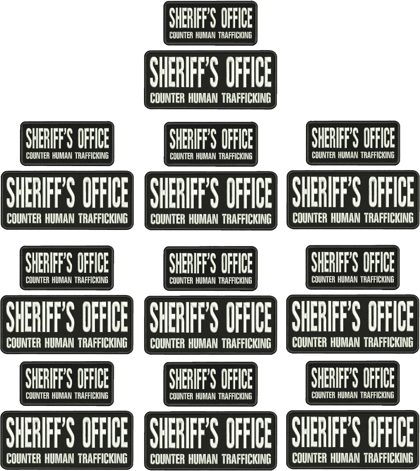 SHERIFF'S OFFICE C HUMAN T EMB PATCHE 10X4 AND 3X7 HOOK ON BACK WHITE ...