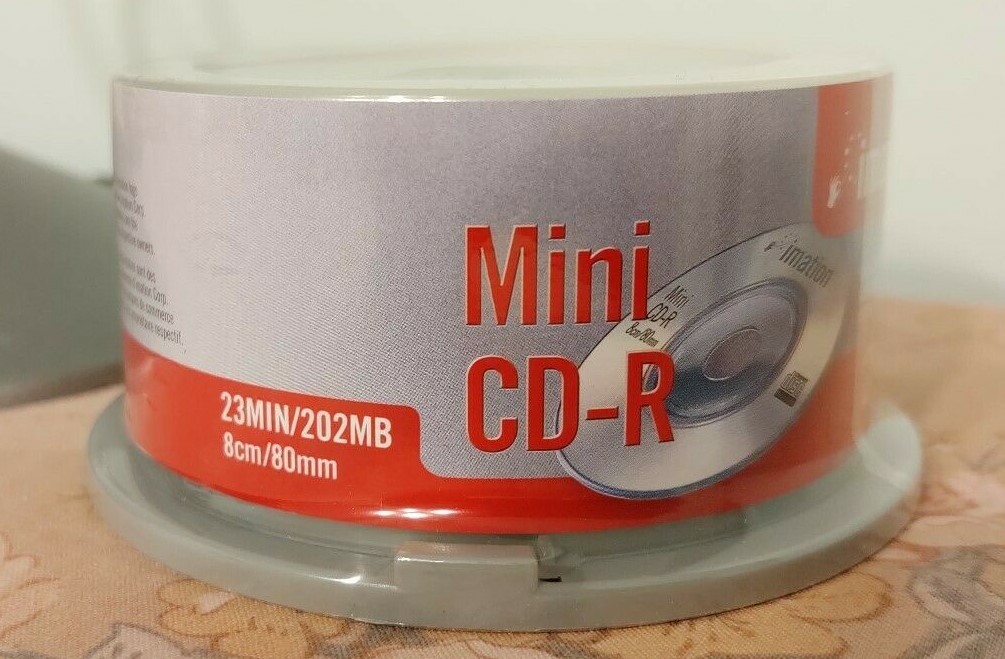 25 Imation Mini Discs CD-R Spindle 23 min 202 MB 8cm 80mm New Blank ...