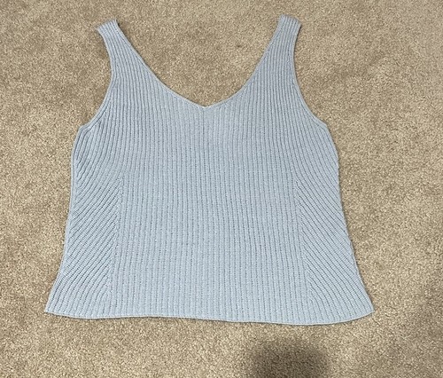 Vince NEW With Tags Size M Glacier Blue Cropped Ribbed Sweater Tank | eBay