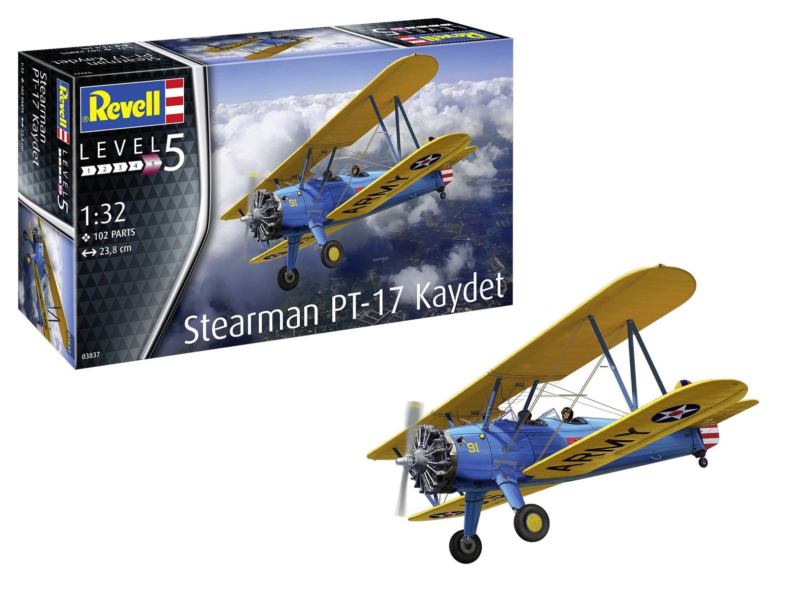 German Revell 1/32 US Navy Stearman PT-17 Kadet Plastic Model Kit 03837 ...