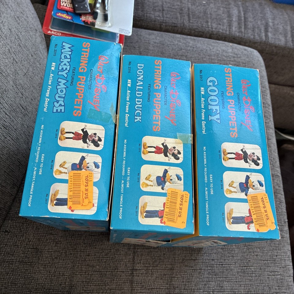 3 X Goofy, Mickey Mouse, Donald Duck Plastic String Puppet Walt Disney ...