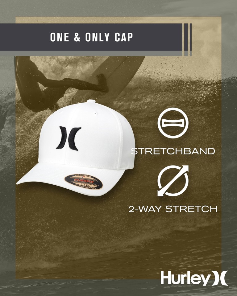 Hurley Mens Baseball Cap - Flexfit Fitted Baseball Caps for Men (Sizes ...