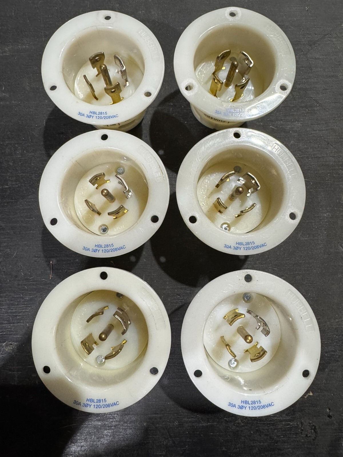 Lot of 6 Hubbell HBL2815 30 Amp 120/208 Volt 3 Ø L21-30P Flanged Inlet ...