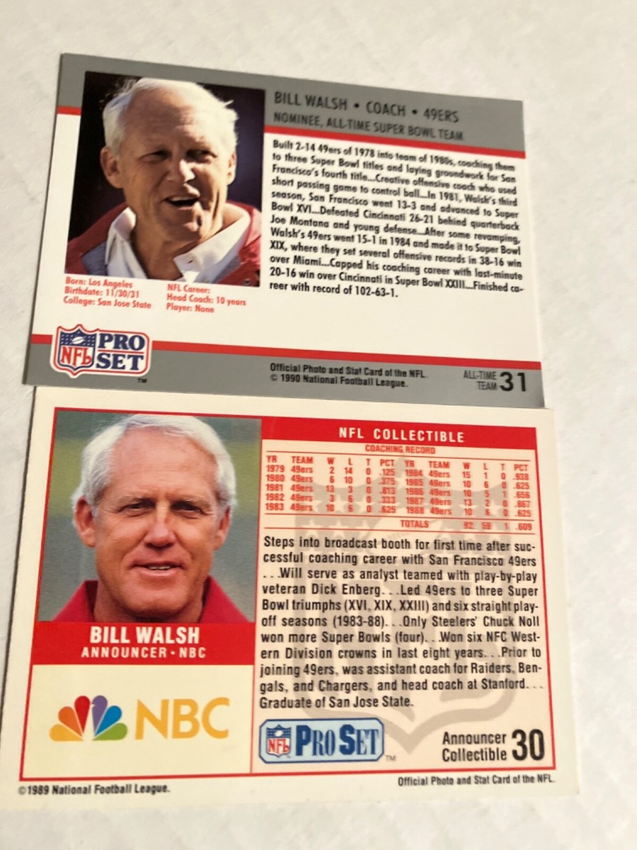 Bill Walsh Football Cards