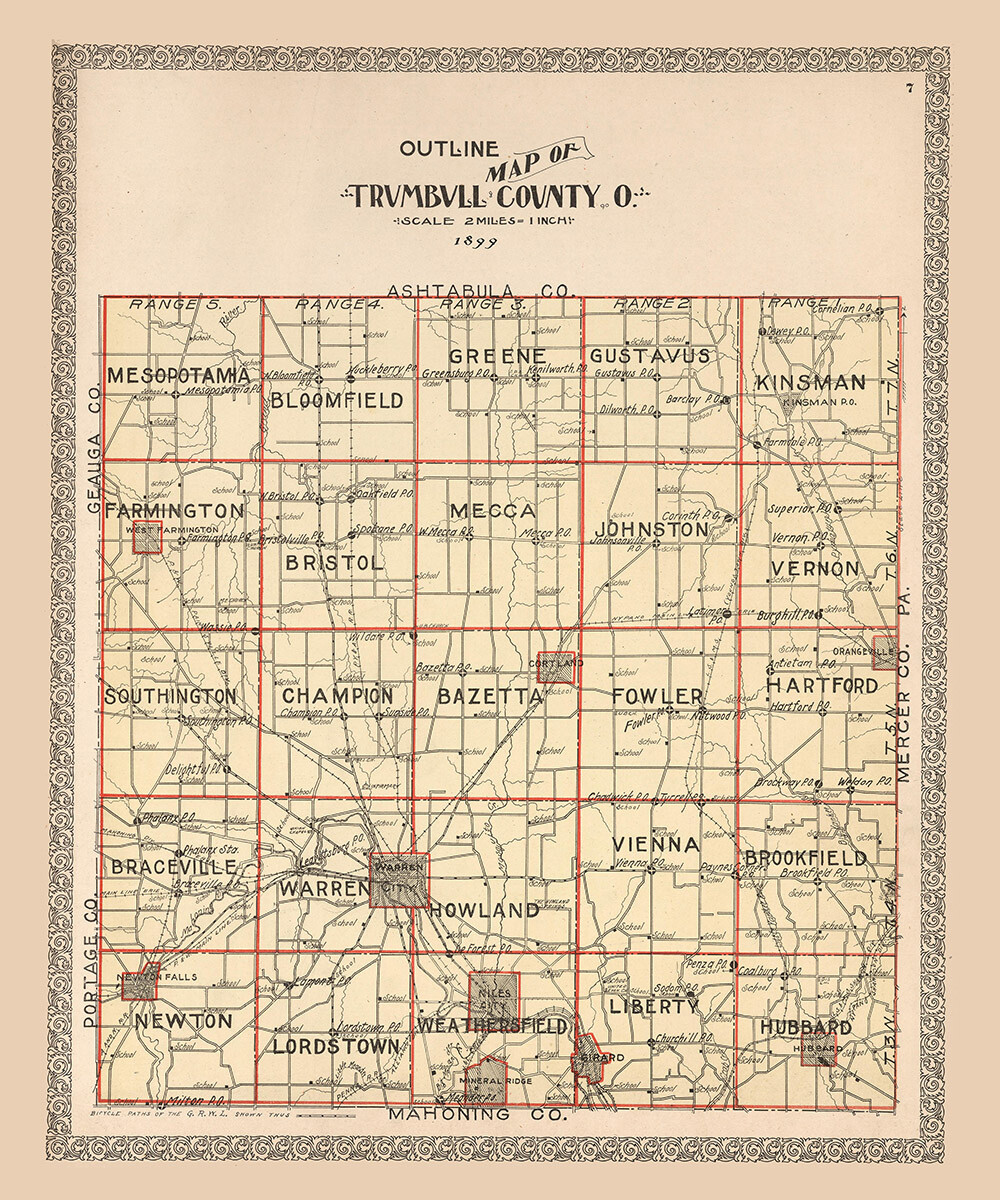 Trumbull County Township Map Trails, Tracks & Footways In Trumbull