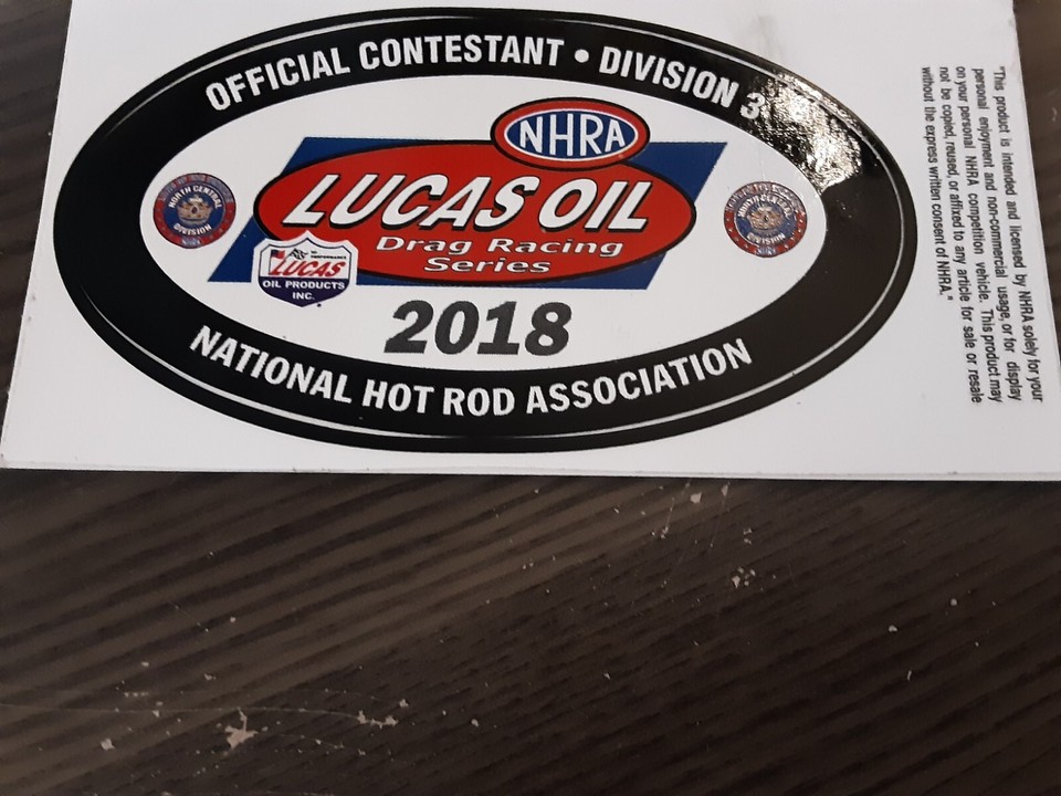2018 NHRA Lucas Oil Drag Racing Division 3 Offical Contestant Decal ...