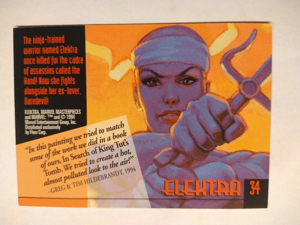 1994 Marvel Masterpieces #34 Elektra Base Trading Card NEW OLD STOCK ...