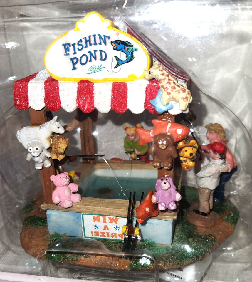 Lemax FISHIN' POND Fishing Carnival Fair Circus Game Booth Lights Up ...