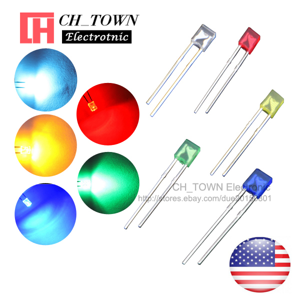 5 Lights 100pcs Diffused 2x3x4mm LED Diodes Rectangular White Blue Mix ...