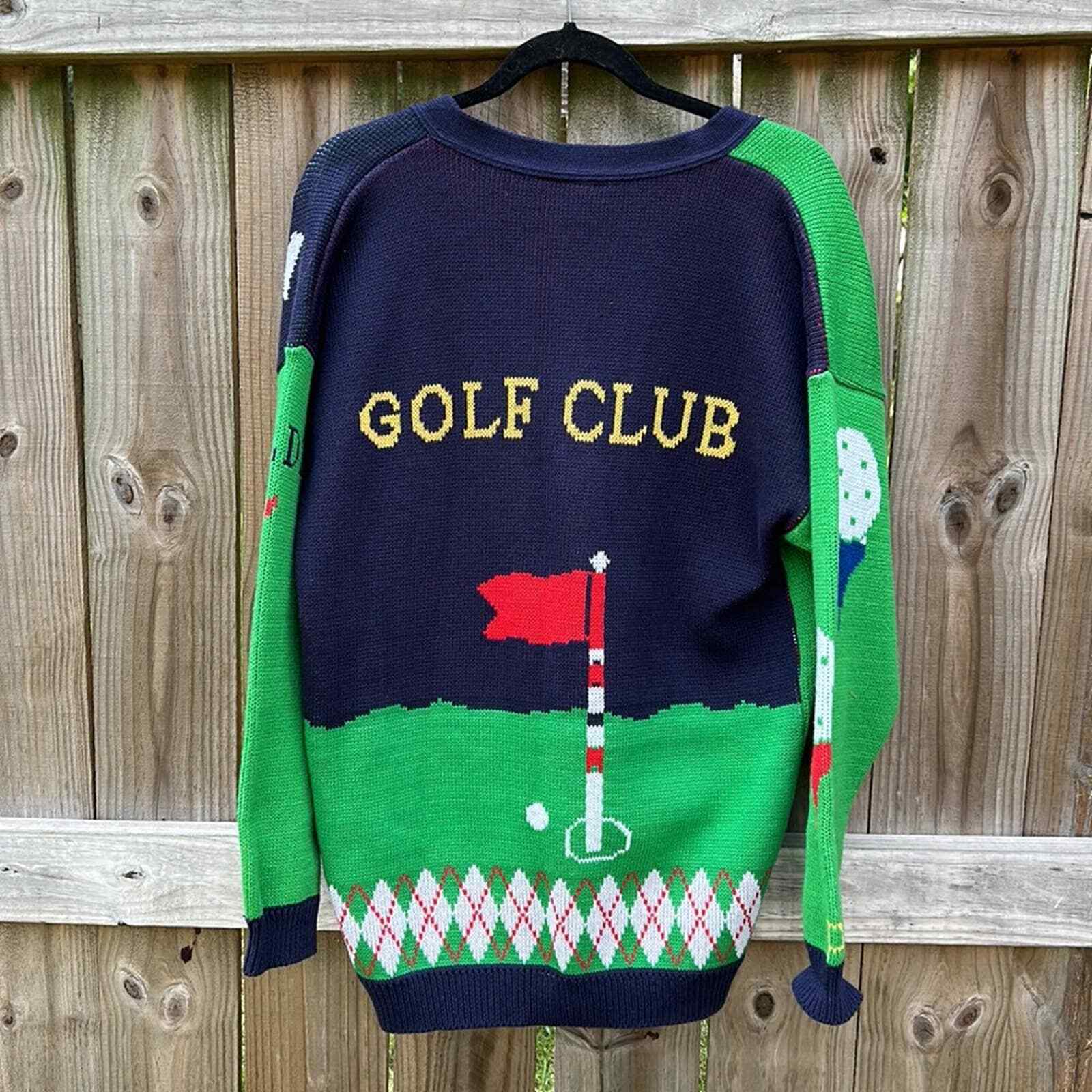 Vintage Faith Mountain Preppy Golf Design Sweater Car… - Gem