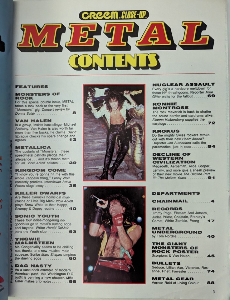 Creem Magazine Metal 1988 Van Halen, Metallica, Kingdom Come, Yngwie ...