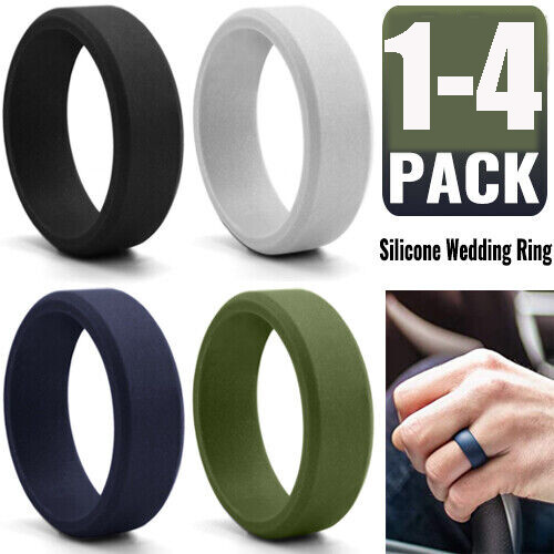 4/2Pack Silicone Wedding Engagement Ring for Men Women Rubber Band Gym ...