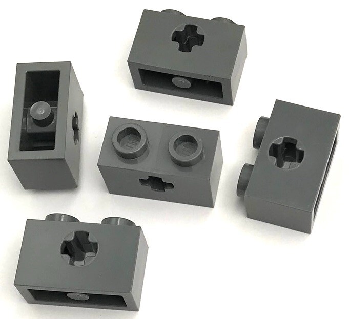 Lego 5 New Dark Bluish Gray Technics Bricks Building Blocks 1 x 2 w ...