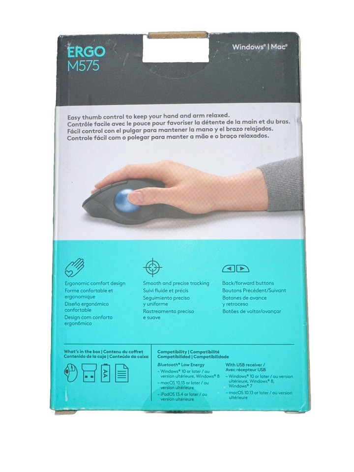 Logitech Ergo M575 Wireless Programmable Buttons Optical Trackball ...