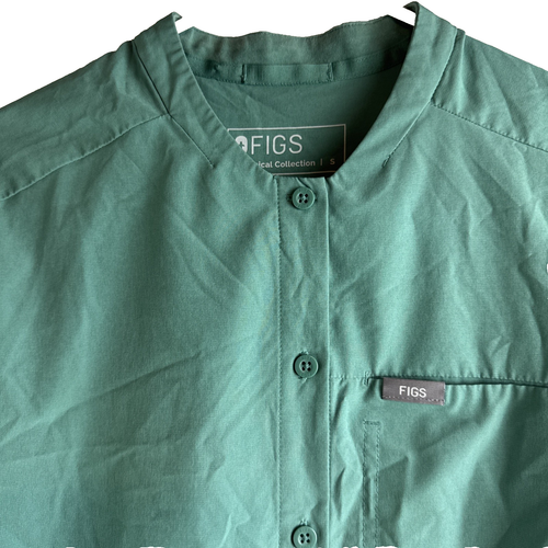 Figs Scrubs Shirt Mens Small Green Sm S Nurses Pockets Uniform Button ...