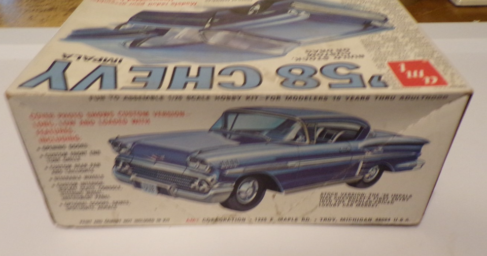 LOOK AMT 58 CHEVY IMPALA CAR SCALE 1/25 MODEL KIT OPEN BOX | eBay