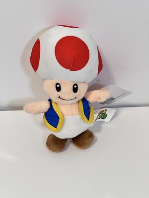 NWT TOAD Super Mario Plush Official Licensed 7” Mushroom Toad Toy ...