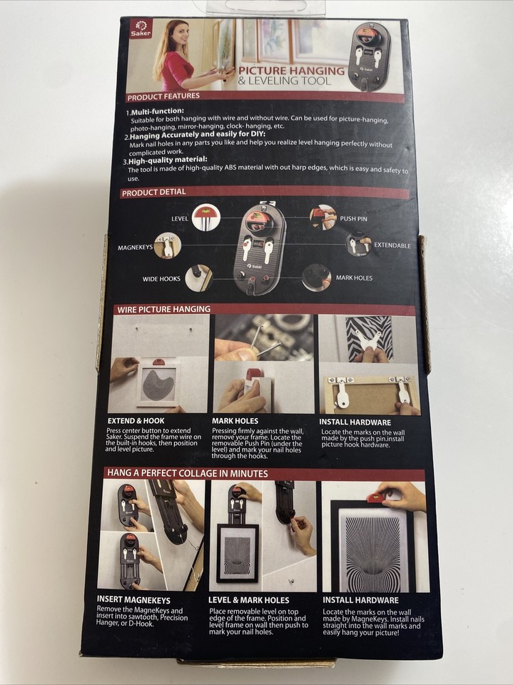 Saker Picture Hanging & Leveling Tool - Make Picture Hanging Easy - New ...