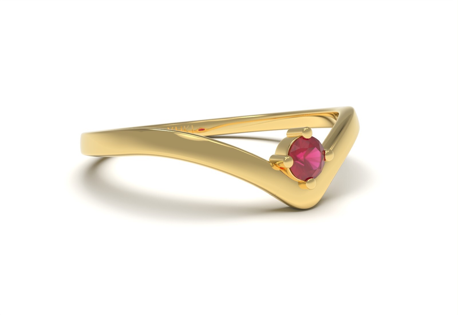 14k Chevron Ruby Ring Yellow Gold Natural Ruby Sapphire Ring - Stacking ...