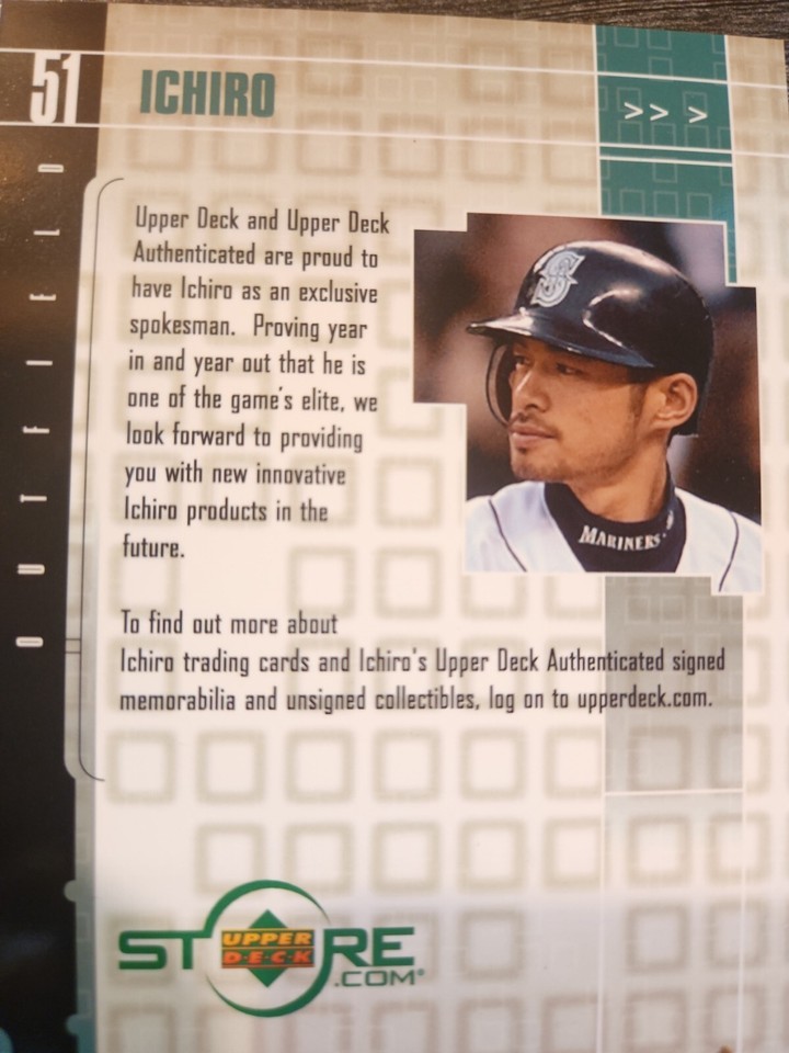 Ichiro Suzuki Upper Deck Seattle Mariners Jumbo Rookie Card, #51, Thank ...