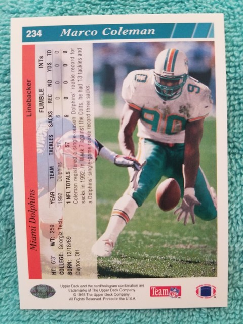 1993 Upper Deck - #234 Marco Coleman for sale online | eBay