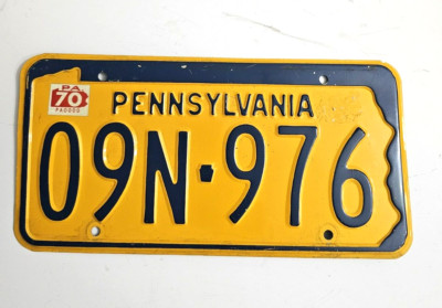 ANTIQUE 1970 PENNSYLVANIA LICENSE PLATE 09N976 AUTOMOBILE PLATE ...