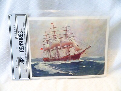 Cunningham Art Products Vintage Lithograph Clipper Ship By Hunter Wood ...