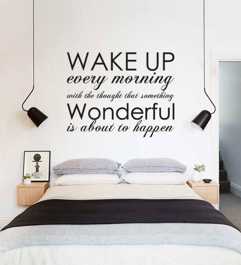 WAKE UP EVERY MORNING Decal WALL STICKER Phrase Lettering Art Quote ...