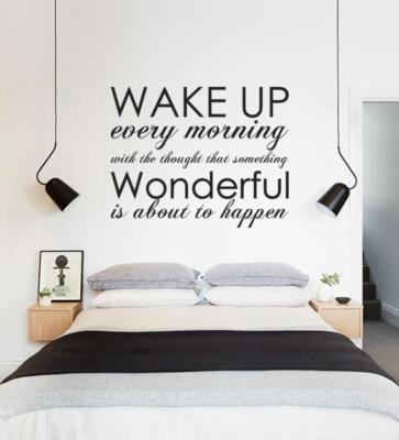 WAKE UP EVERY MORNING Decal WALL STICKER Phrase Lettering Art Quote ...