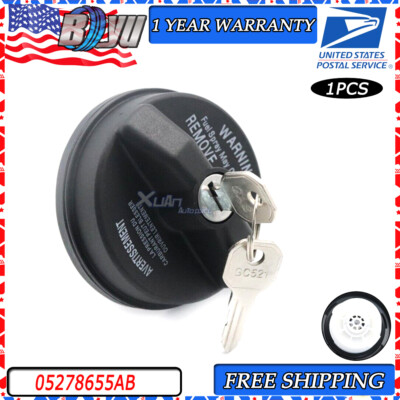 Locking Gas Fuel Cap with keys 05278655AB For 2001-2021 Jeep Dodge Ram ...