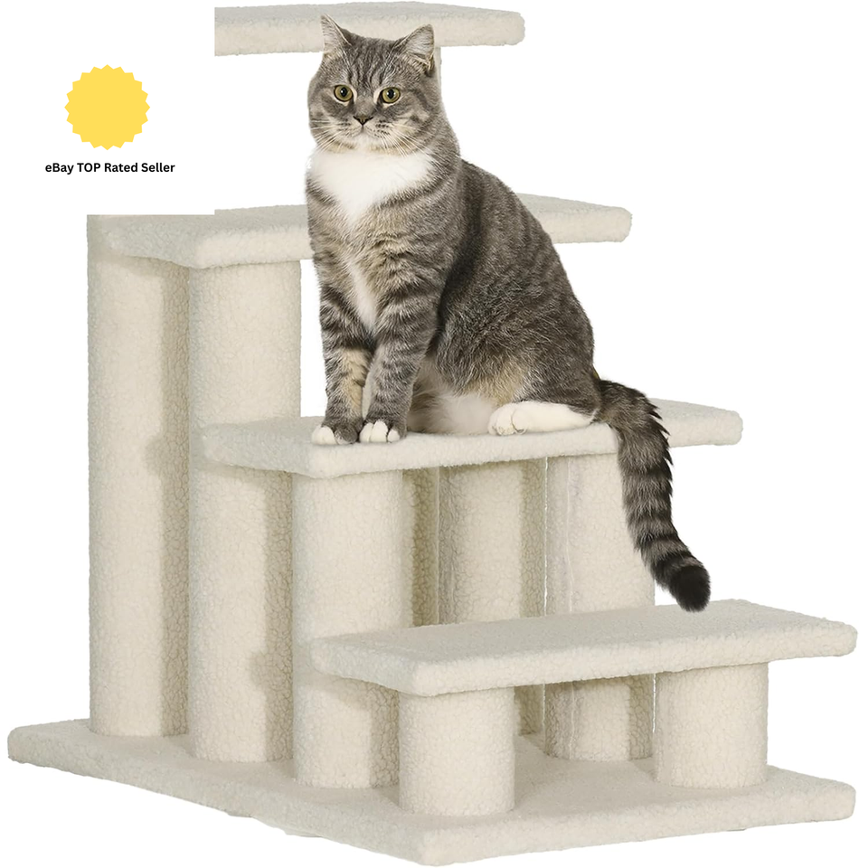 Dog Steps for Bed 4 Step Pet Stairs for Sofa Dog Cat Climb Ladder ...