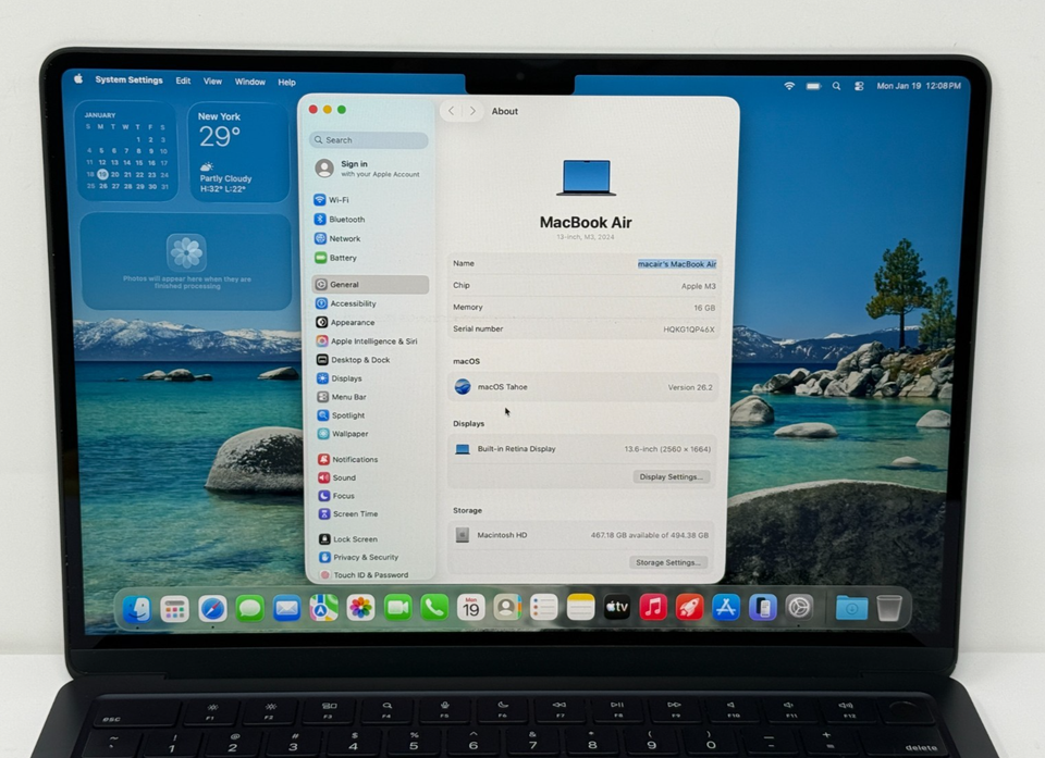 2024 Apple MacBook Air 13.6" M3 10C GPU 16GB RAM 512GB SSD A3113 ...