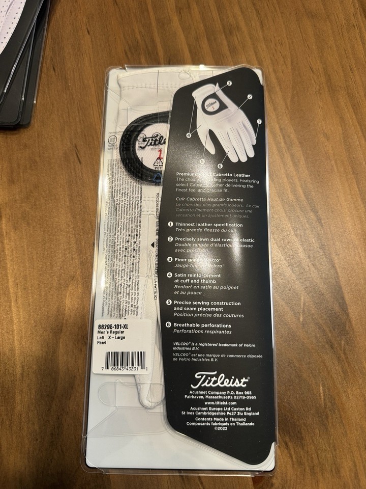 Titleist Golf MLH Players Glove - White, Left Hand, XL | eBay