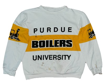 Vtg 80s Purdue University Boilermaker Train Distressed Stained ...