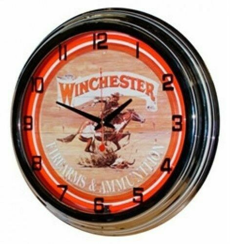 Retro 17" Winchester Firearms & Ammunition Sign Red Neon Wall Clock NEW ...