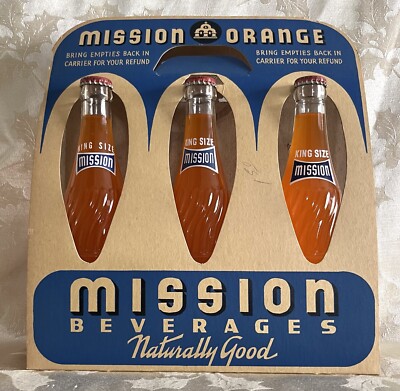 VINTAGE NOS 10oz MISSION ORANGE 3-PACK CARRIER | eBay