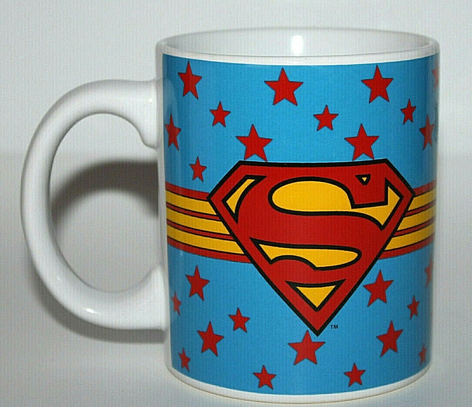 Superman DC Comics Deluxe Coffee Mug With "Stars" Blue Background Rare ...