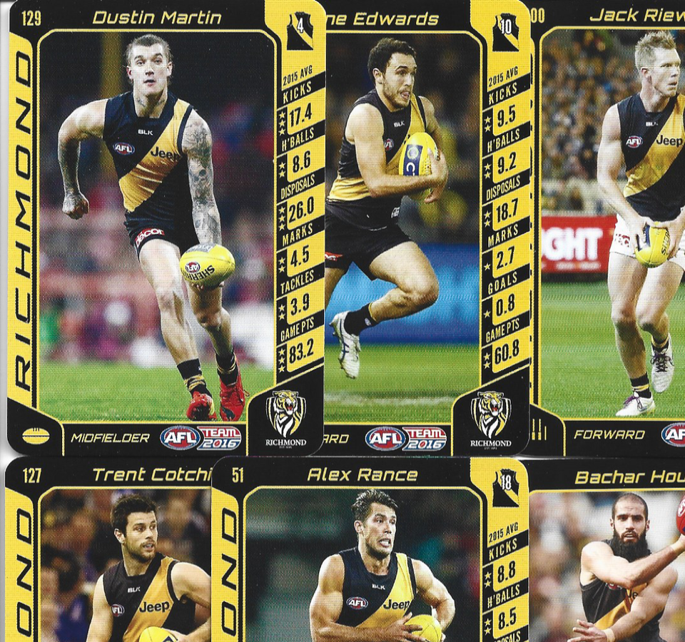2016 LIMITED TEAMCOACH RICHMOND TIGERS AFL CARD SET DUSTIN MARTIN CARD ...