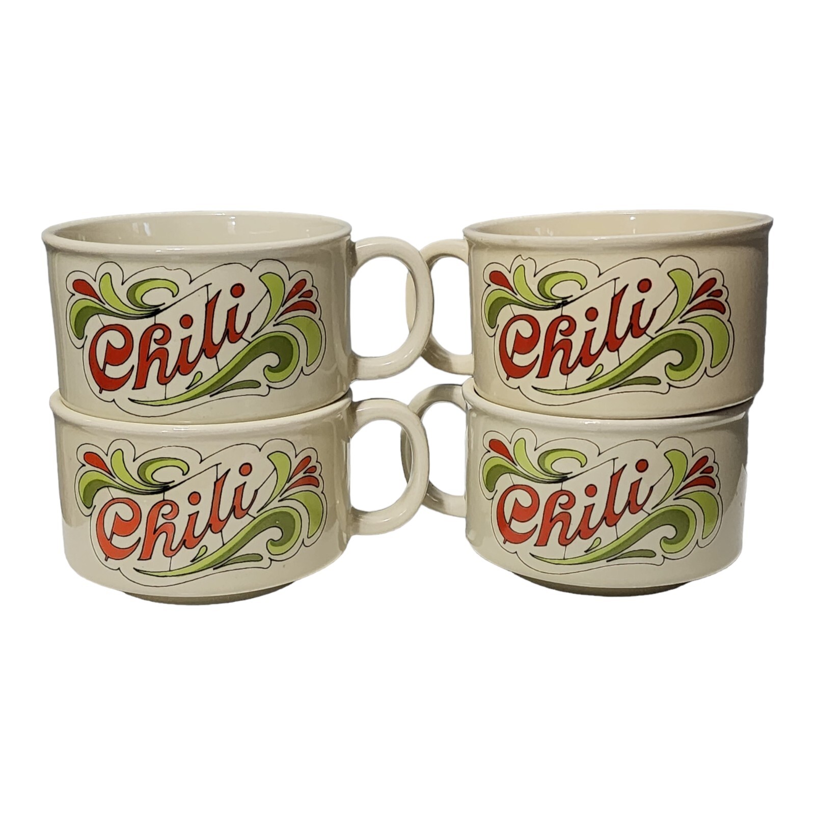 Vintage 1970s Stoneware Chili Soup Mugs Set of Four Japan | eBay