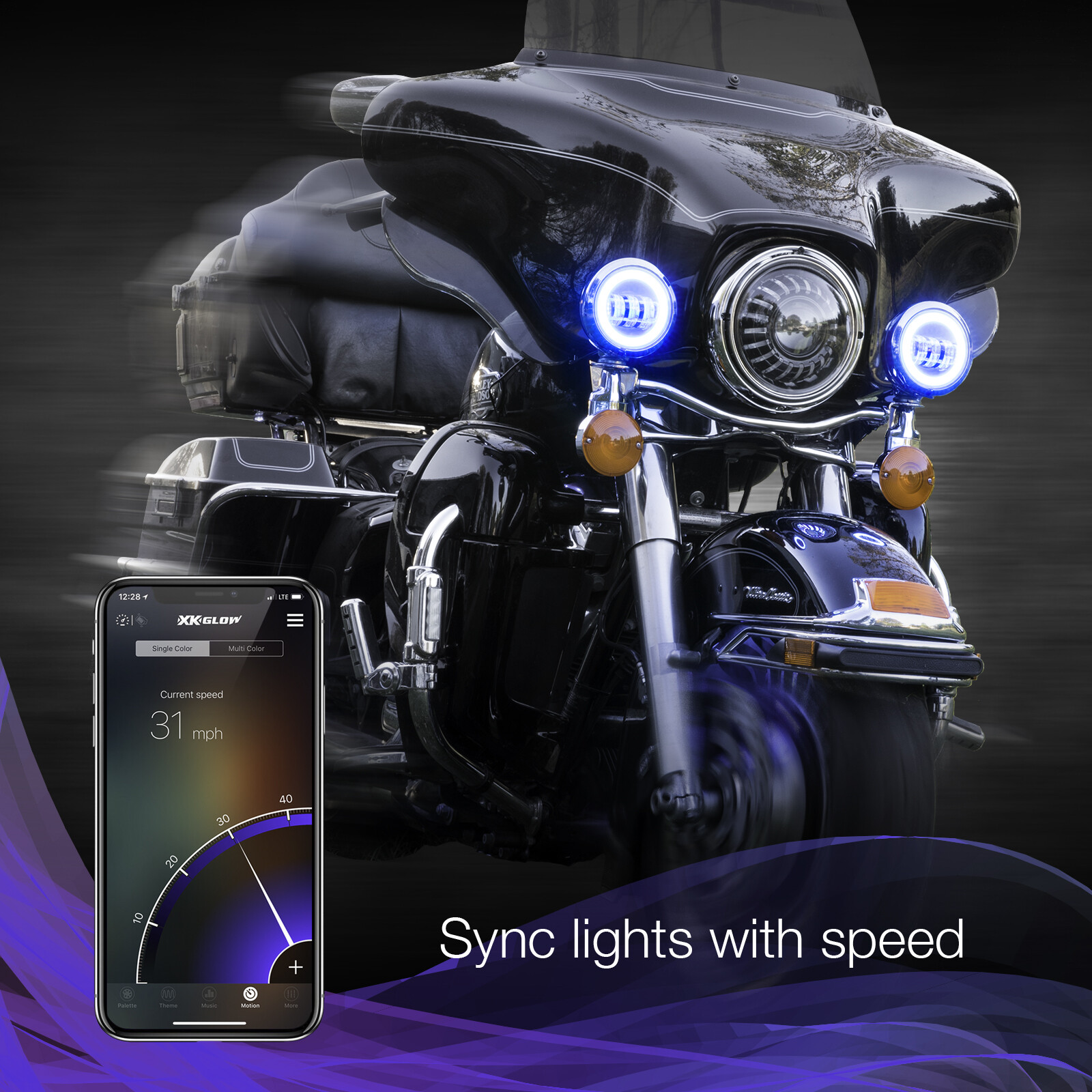 4.5" Chrome RGB LED Harley Running Light XKchrome Bluetooth App ...